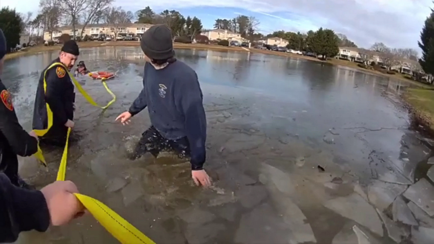 Cops rescue boy who fell through frozen pond | National ...
