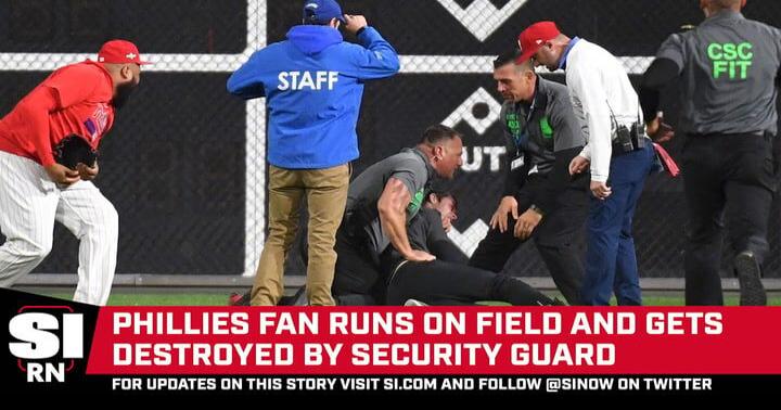 Phillies Fan Runs On Field and Gets Destroyed by Security Guard