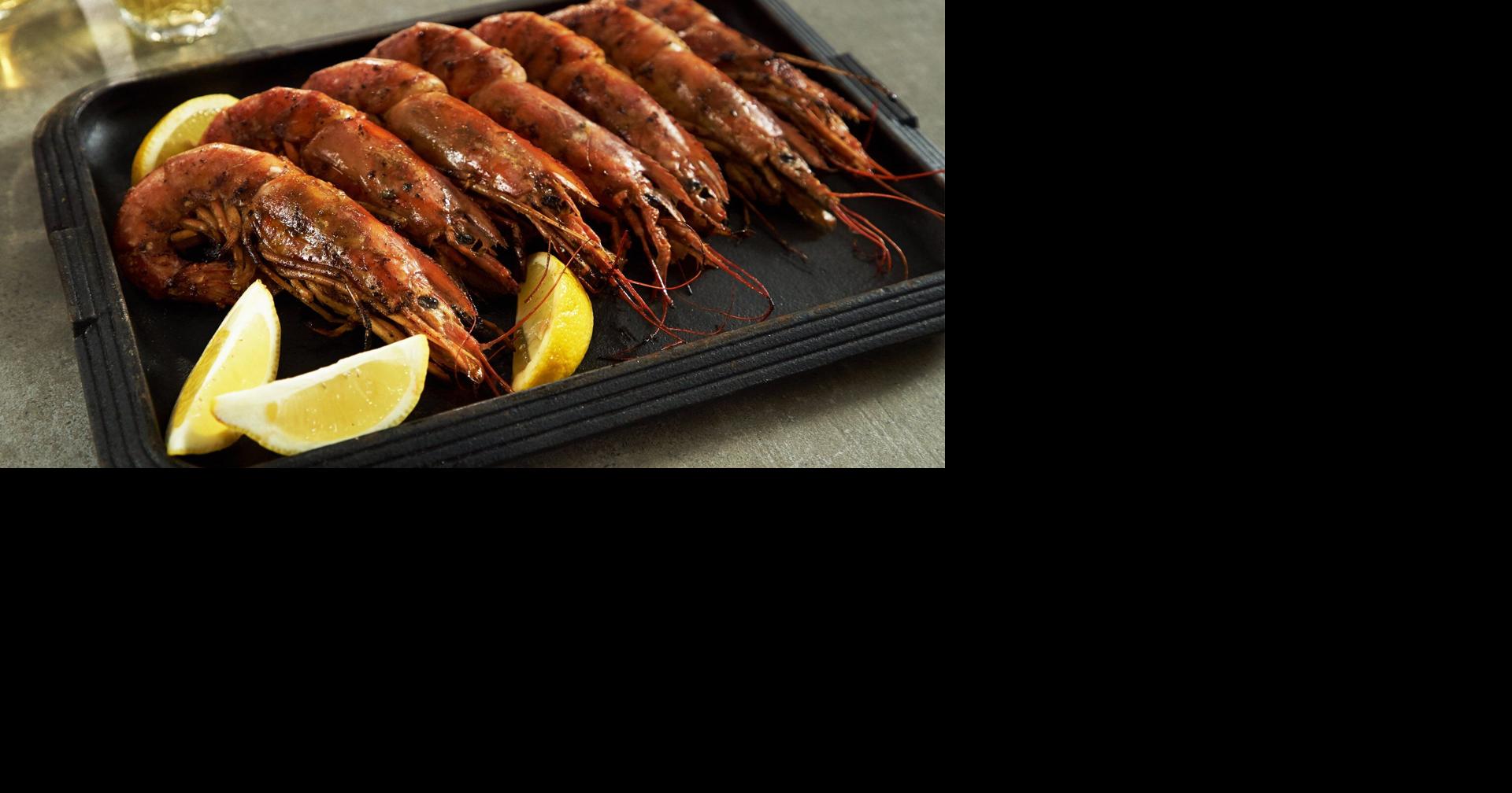 Seared or Grilled Shrimp with Retsina, Lemon, Pepper, and Coriander