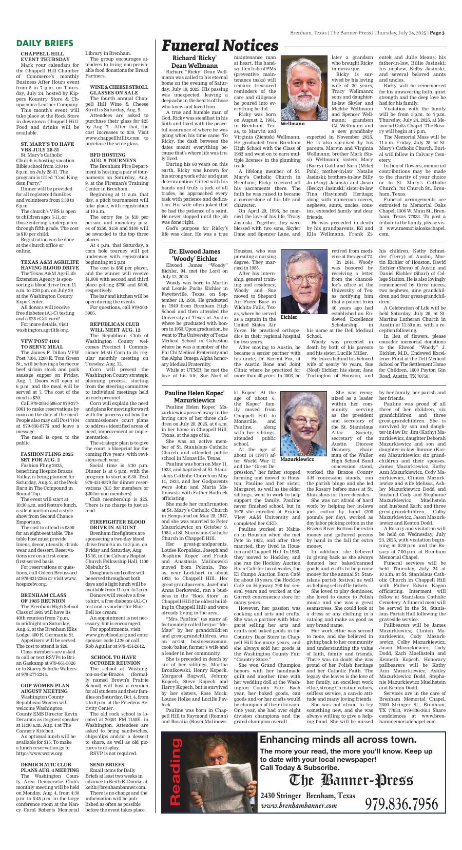 Page A03 | e-Edition | brenhambanner.com