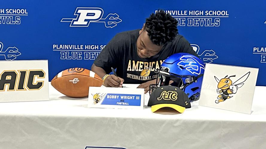 Plainville’s Wright signs NLI to continue football career at AIC ...