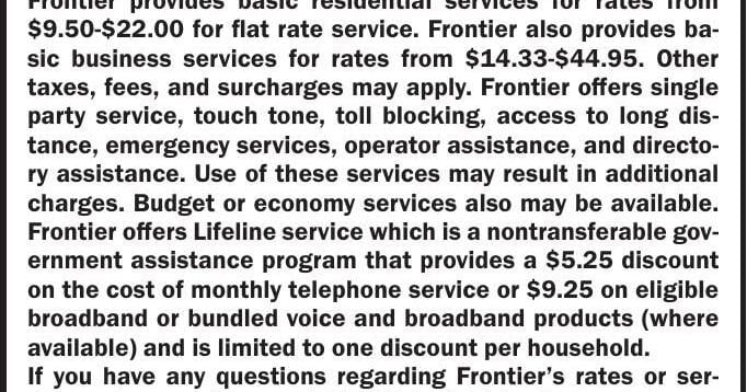 PUBLIC NOTICE Frontier provides basic | Ads | bryantimes.com