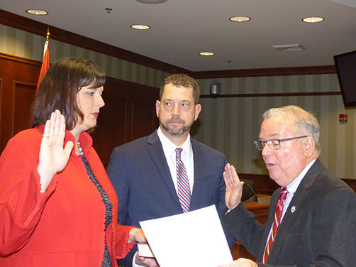 Carrie Schlade swearing in "Carrie On" | Local News | bryantimes.com