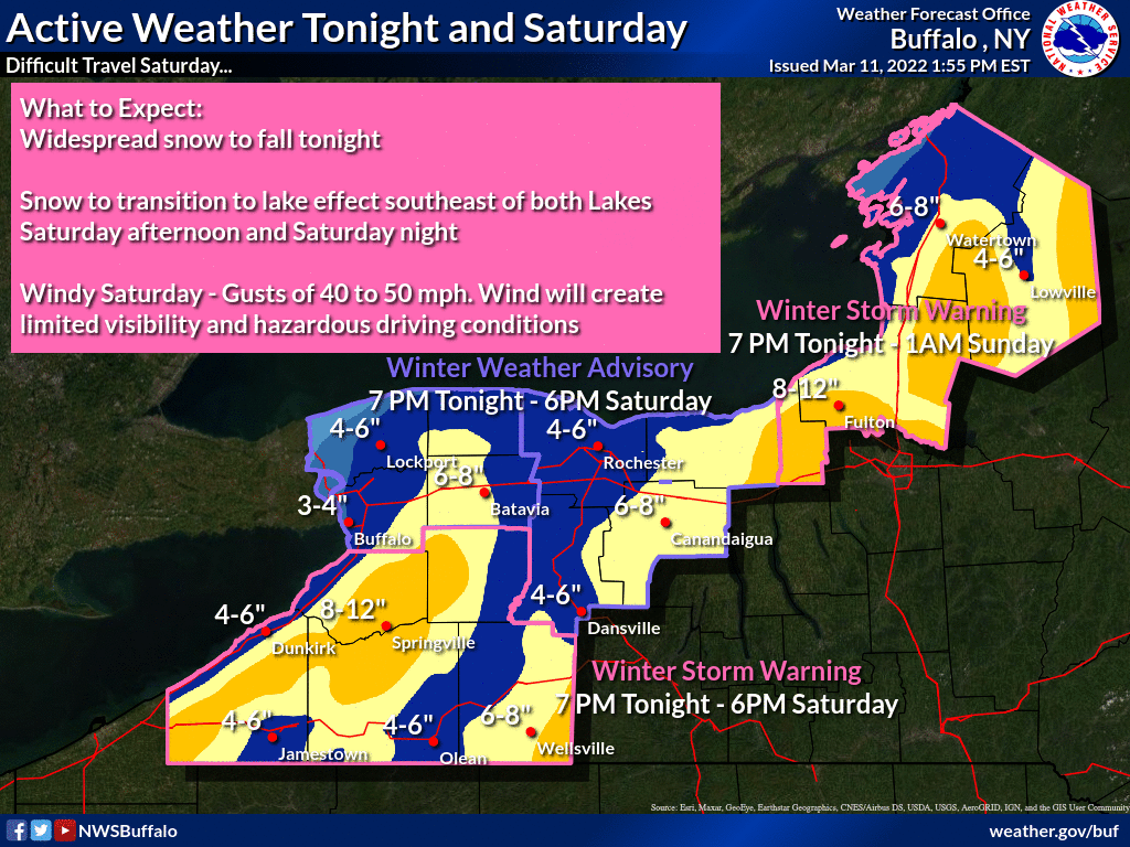 Up to 9 inches of snow, gusty winds expected through Saturday night
