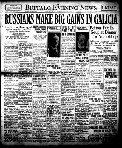 Front page Feb. 12, 1916: 'Russians make big gains in Galicia'