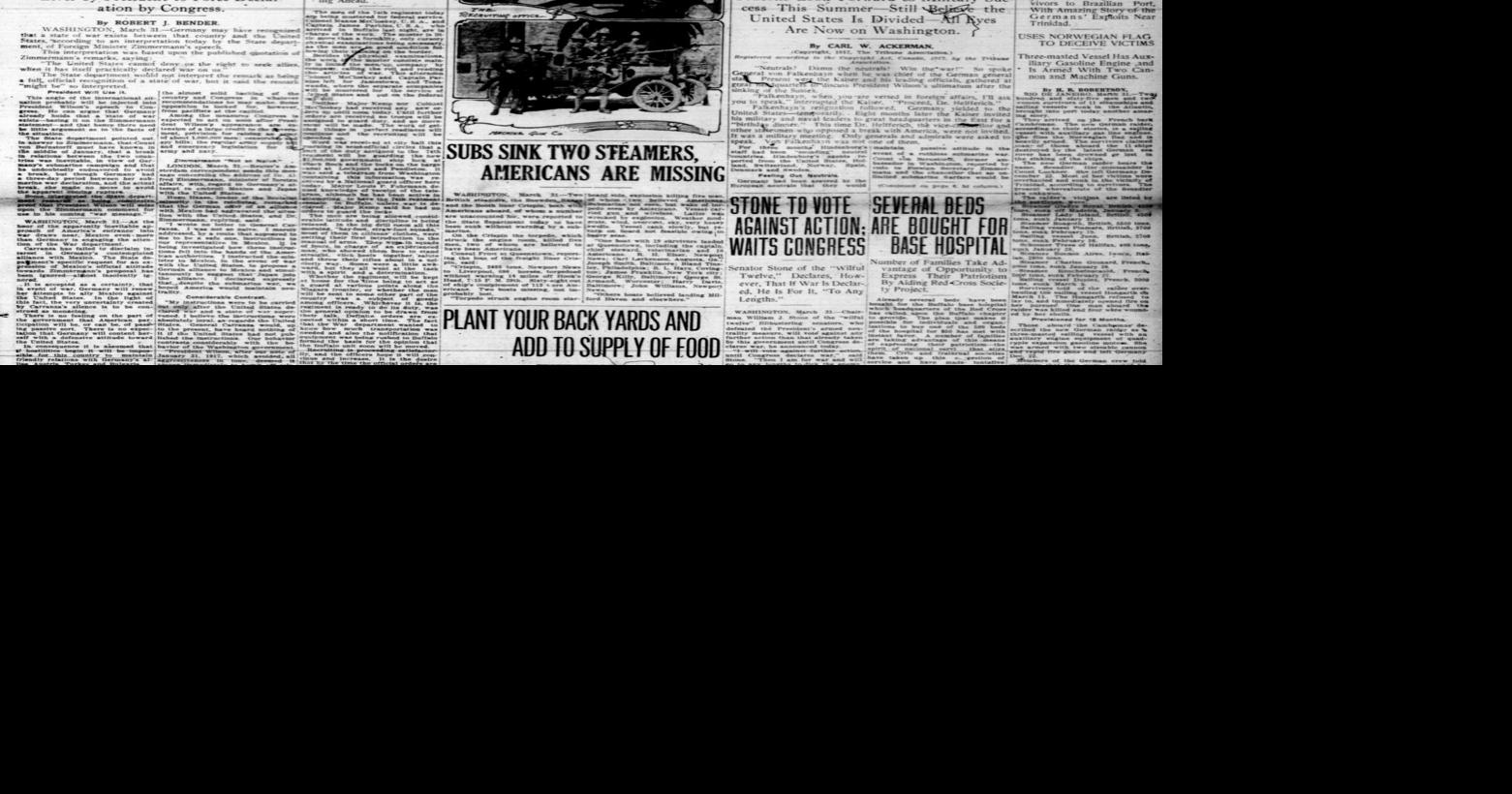 Front page, March 31, 1917: News urges 'plant the backyard' to help war ...