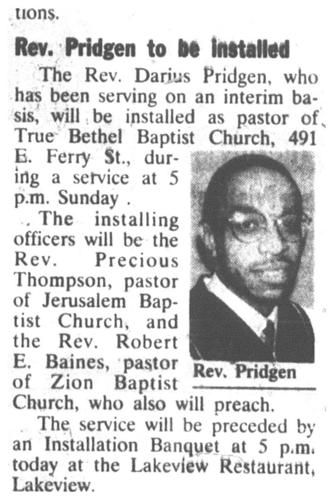 Oct. 29, 1994: Pridgen named pastor at True Bethel