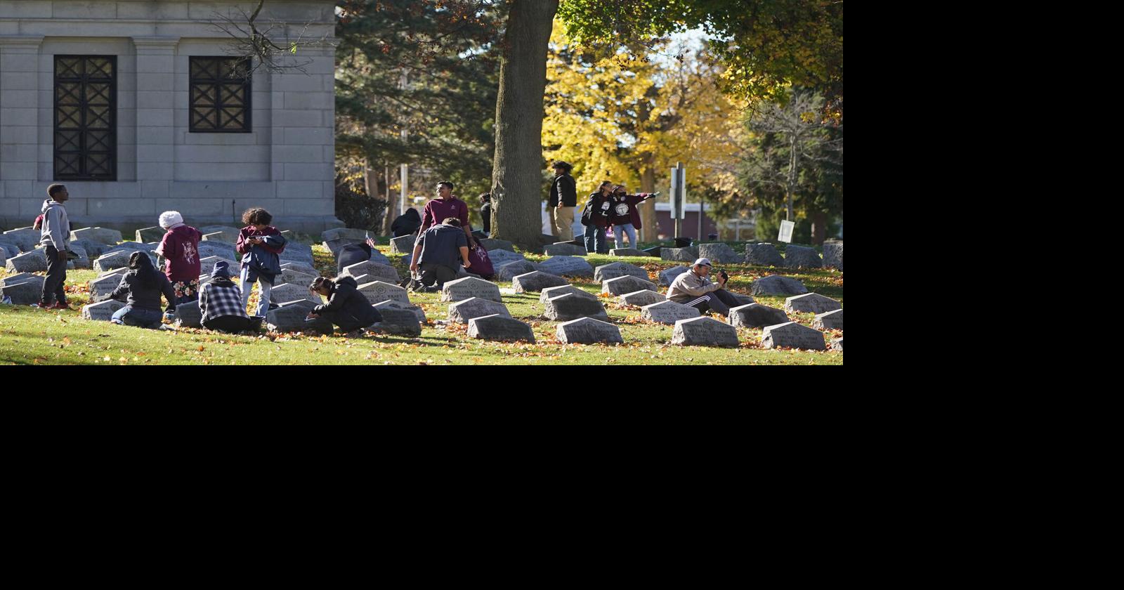 Photos: Hutch-Tech JROTC students clean veterans' graves at Forest Lawn