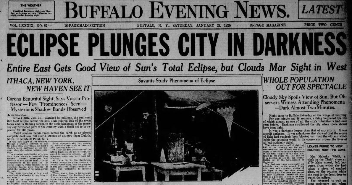 1925 total eclipse in Buffalo: 'The biggest show on earth'