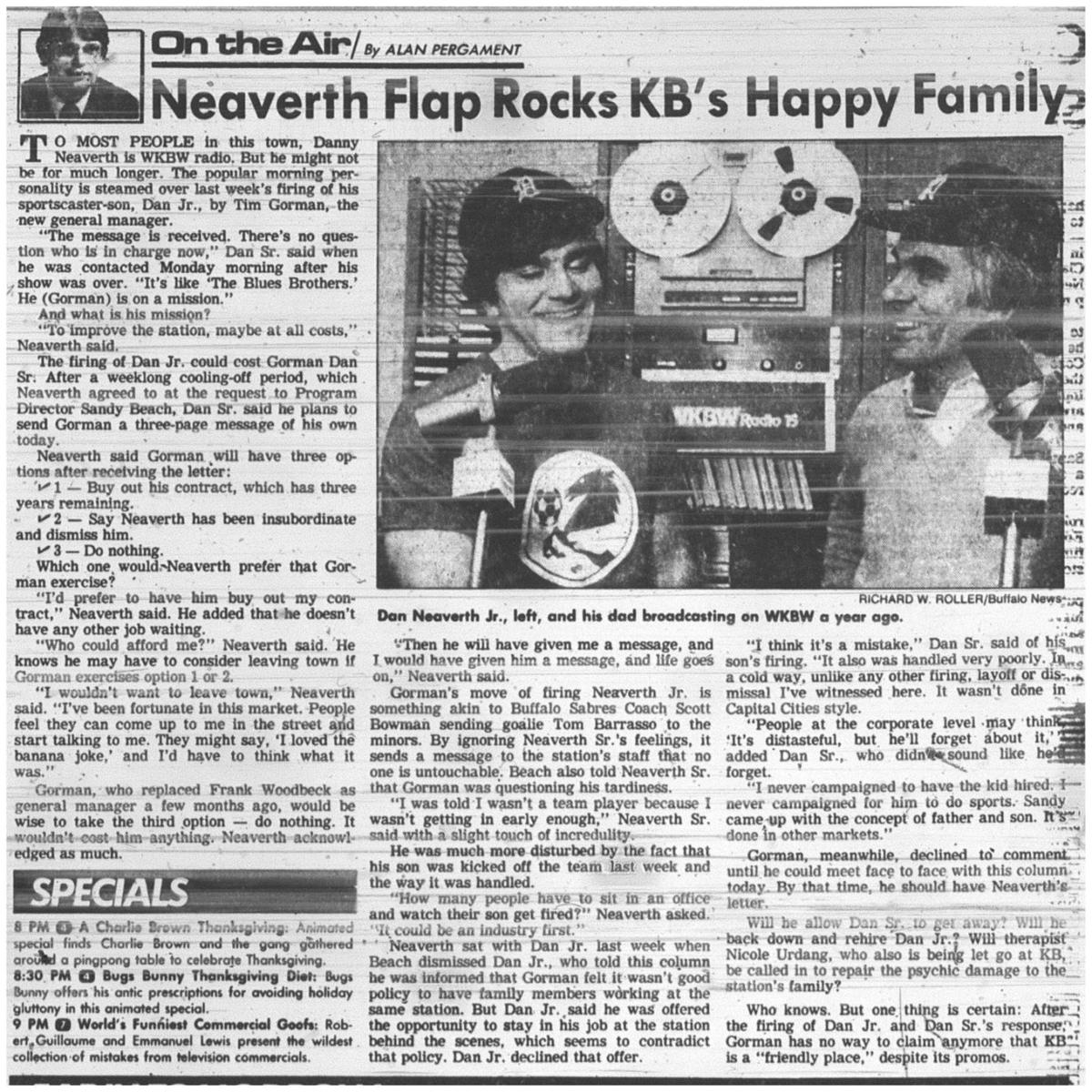 Nov. 20, 1984: Danny moving his fanny off KB?