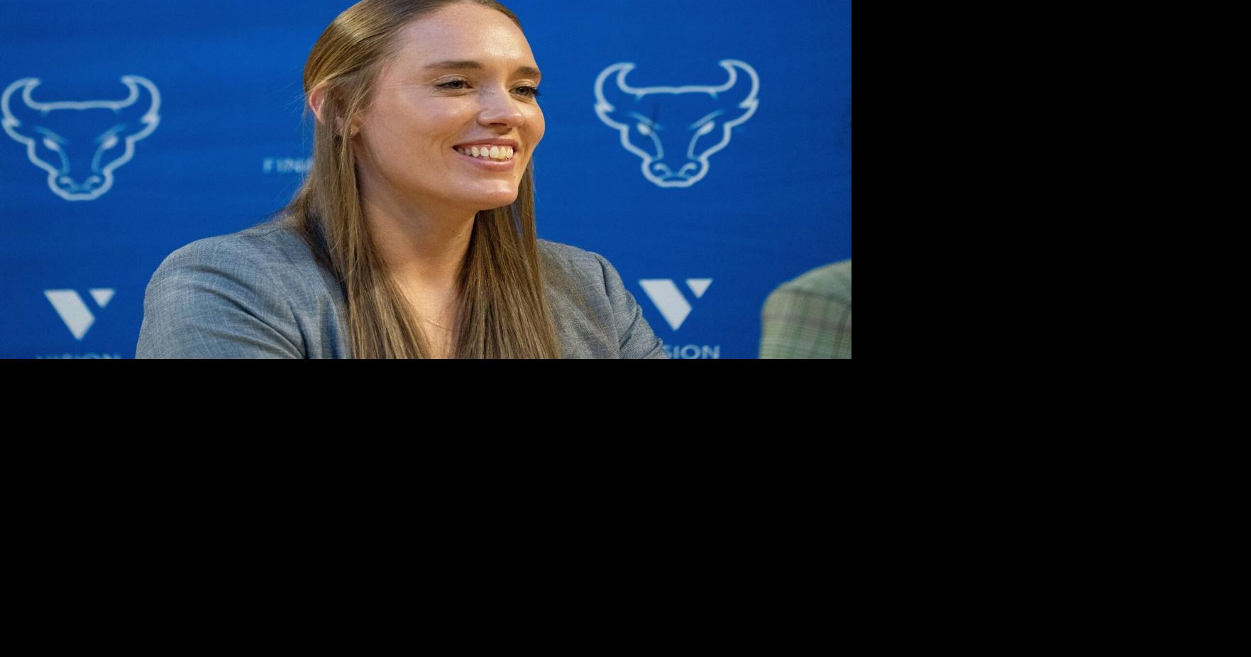 UB introduces Kristen Sharkey as women’s basketball coach