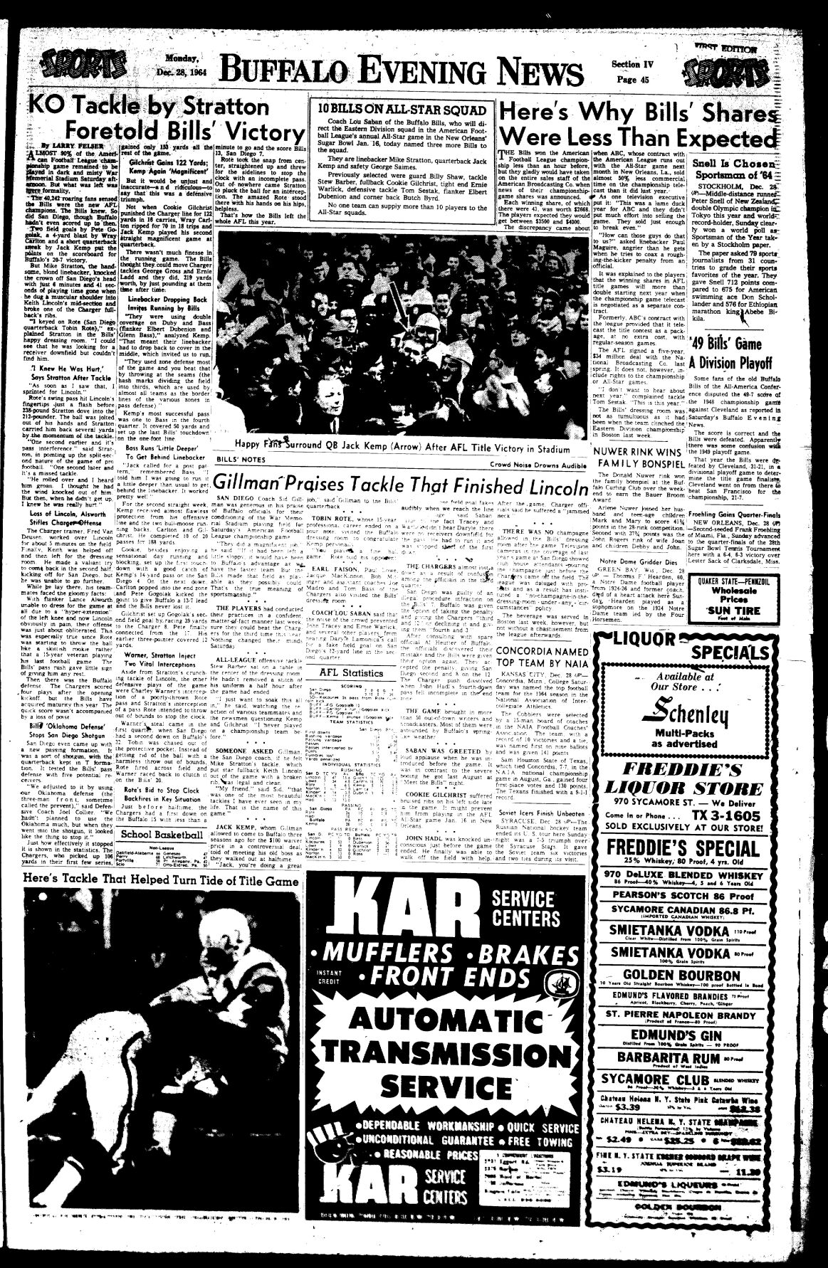 In 1964, the Bills won it all | History | buffalonews.com