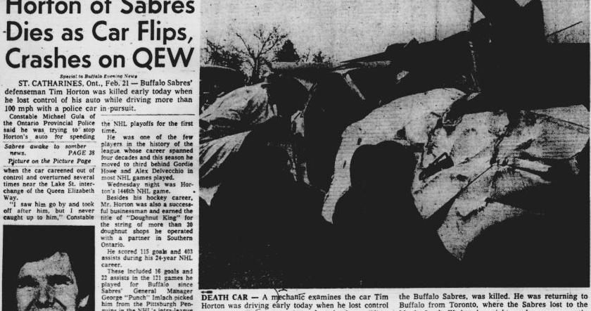 Today marks 50 years since the death of Buffalo Sabres' Tim Horton