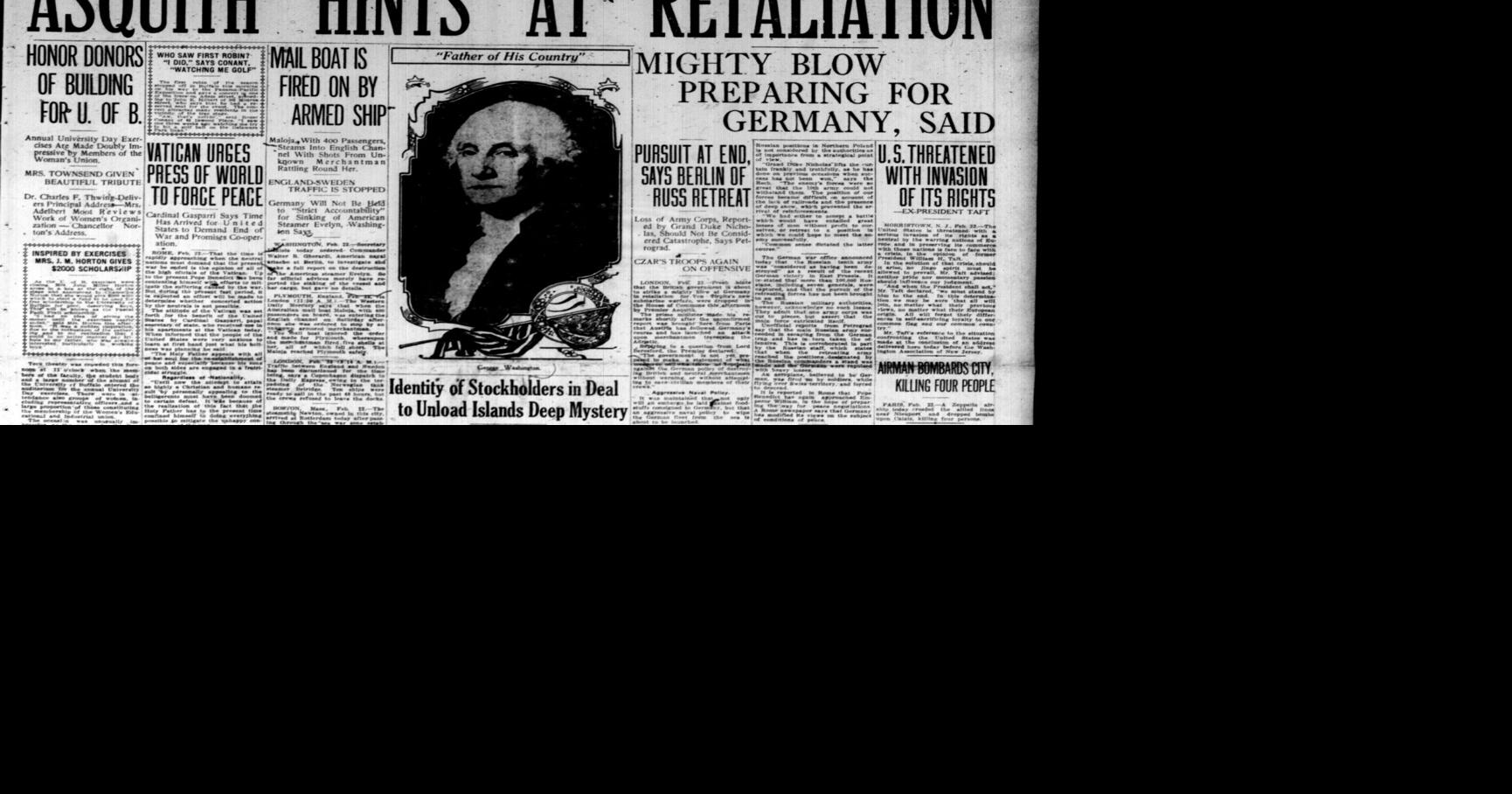 Front page Feb. 22, 1915: Secrecy cloaks men behind controversial ...