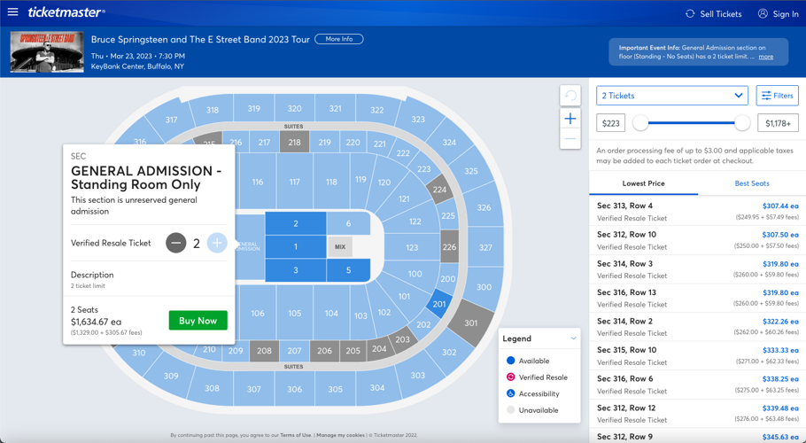 Why a front-of-stage ticket for Springsteen can have more than $300 in fees