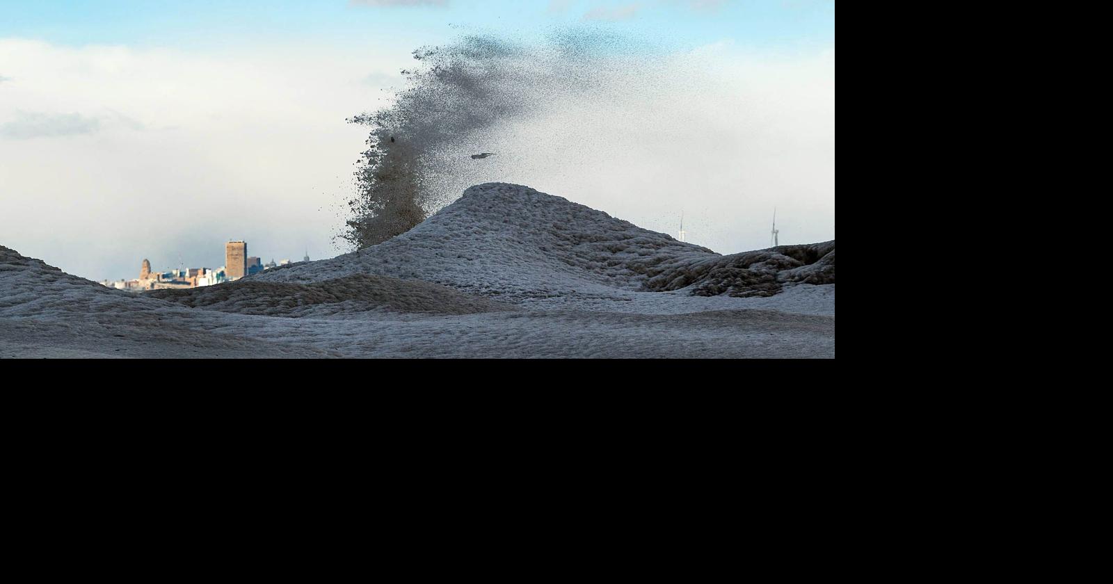 Ice volcanoes on Lake Erie