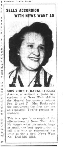 March 4, 1950: News want ads sell accordions fast