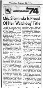 Oct. 24, 1974: Alfreda Slominski takes pride in being called 'watchdog'