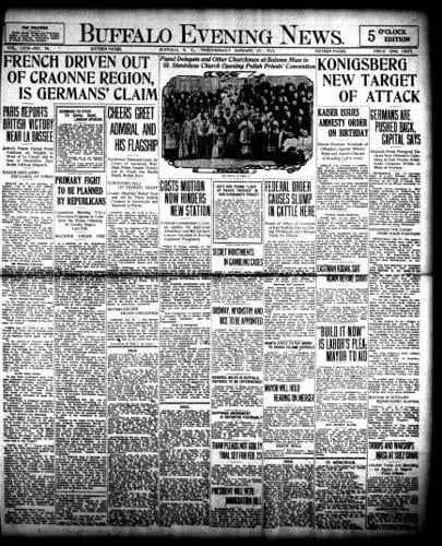 Front page Jan. 27, 1915: 'Konigsberg new target of attack'