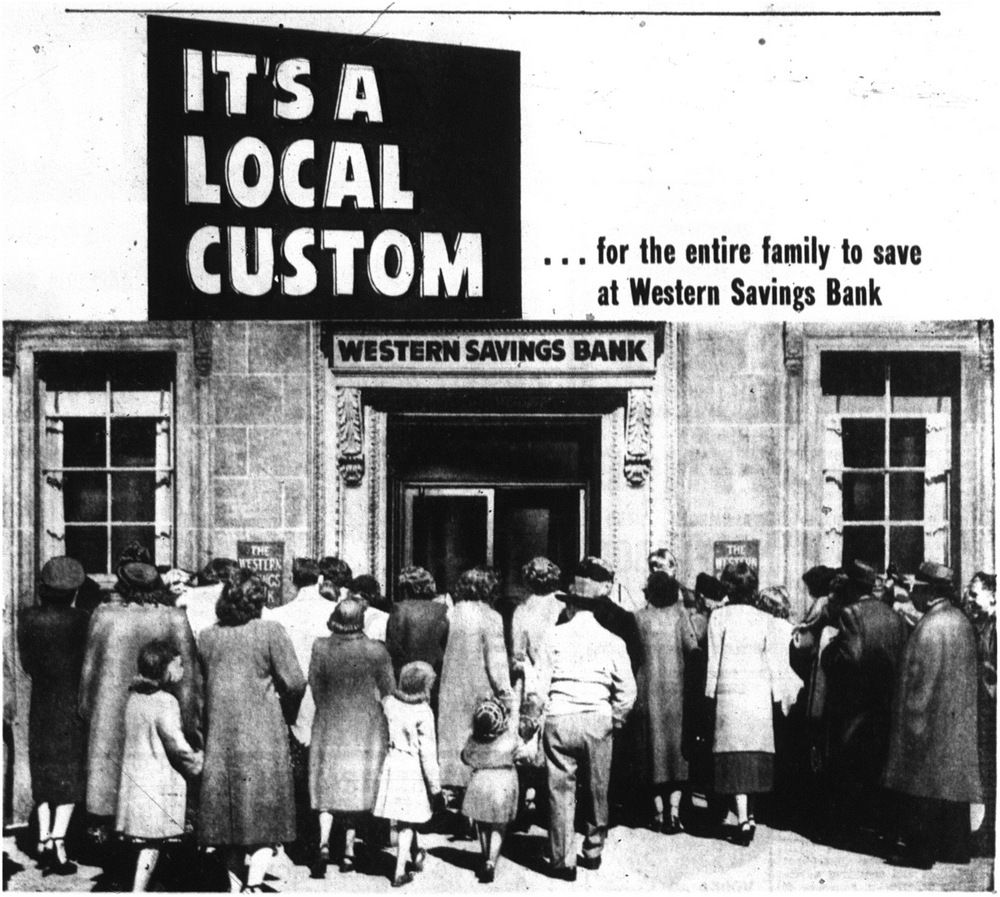 June 30, 1959: Lining up at Western Savings Bank