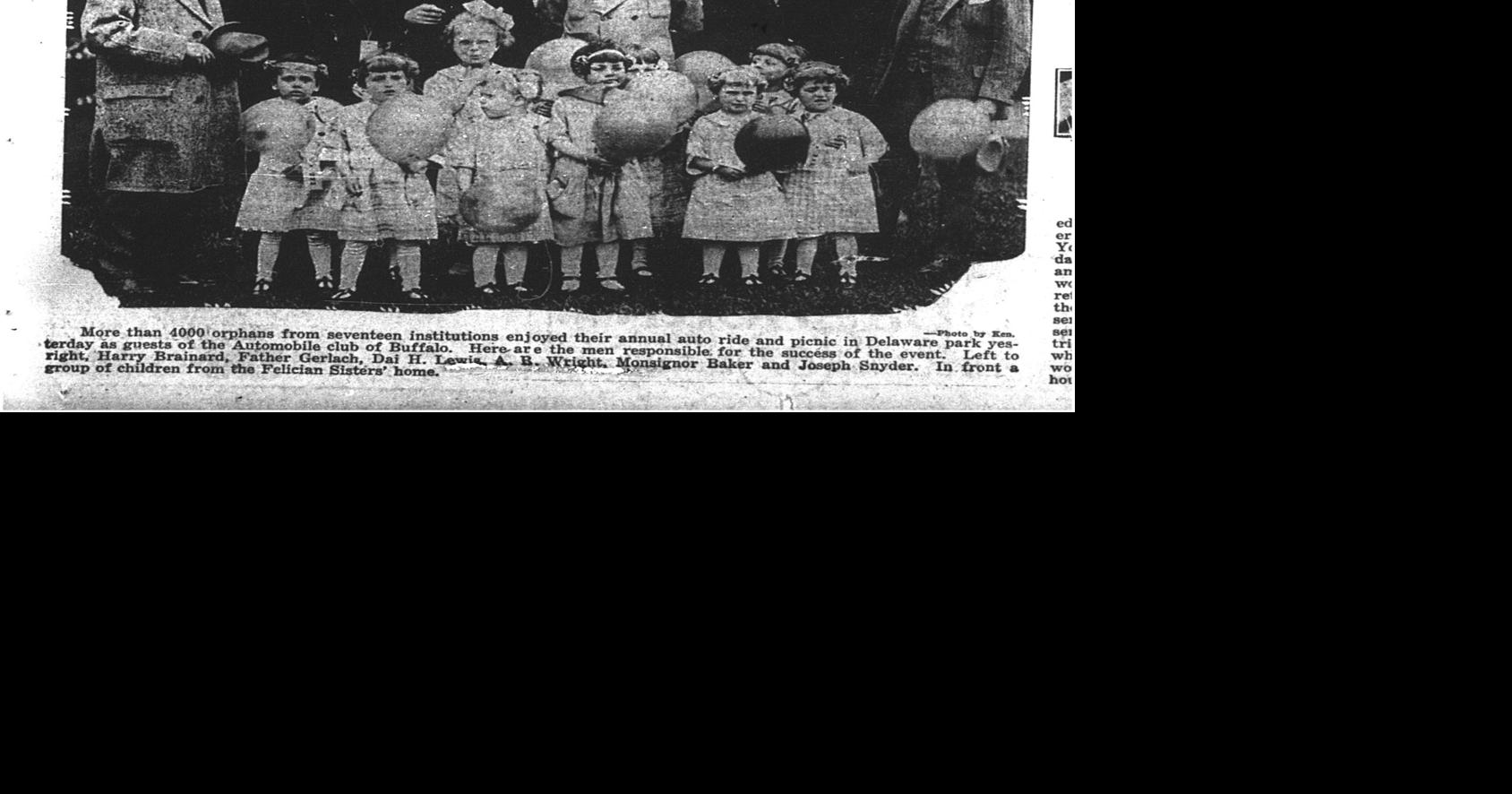 June 12, 1924: Father Baker accompanies orphans for auto ride, picnic