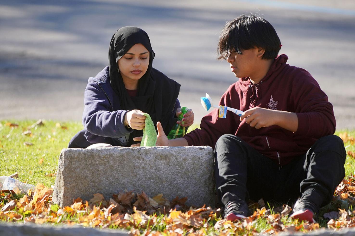 Photos: Hutch-Tech JROTC students clean veterans' graves at Forest Lawn