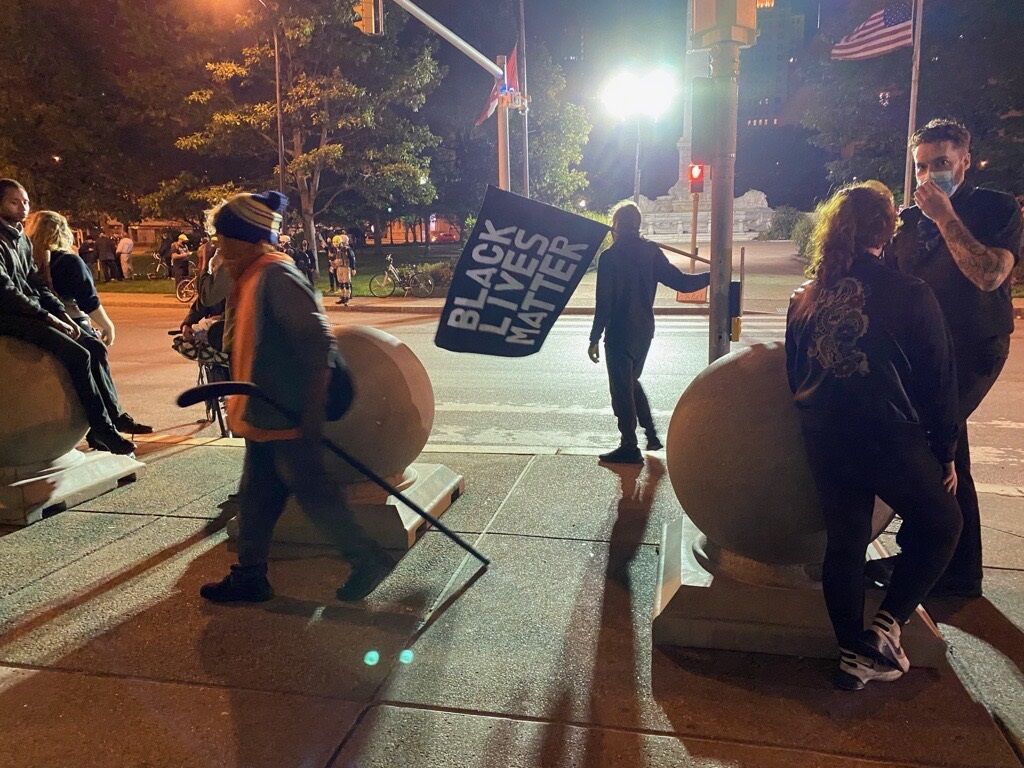 Protester injured when struck by pickup truck in Niagara Square