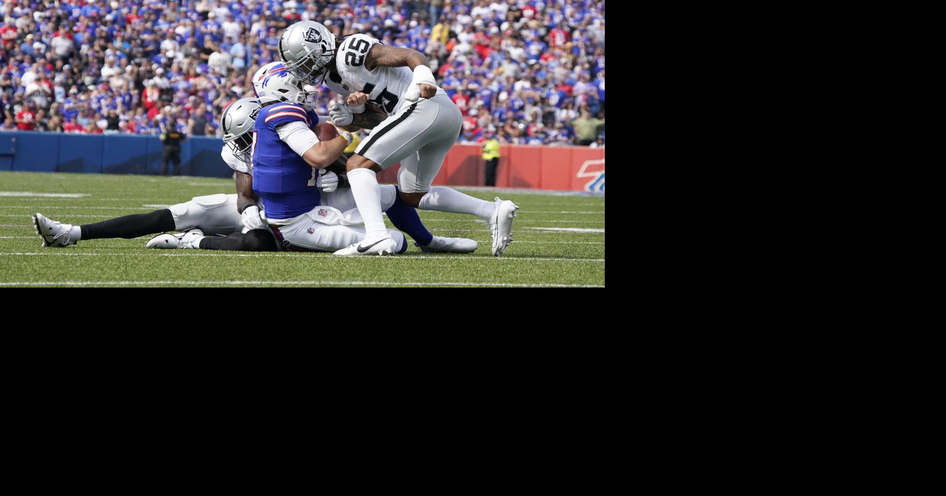 Raiders' player fined for helmet-to-helmet hit on Bills QB Josh Allen ...