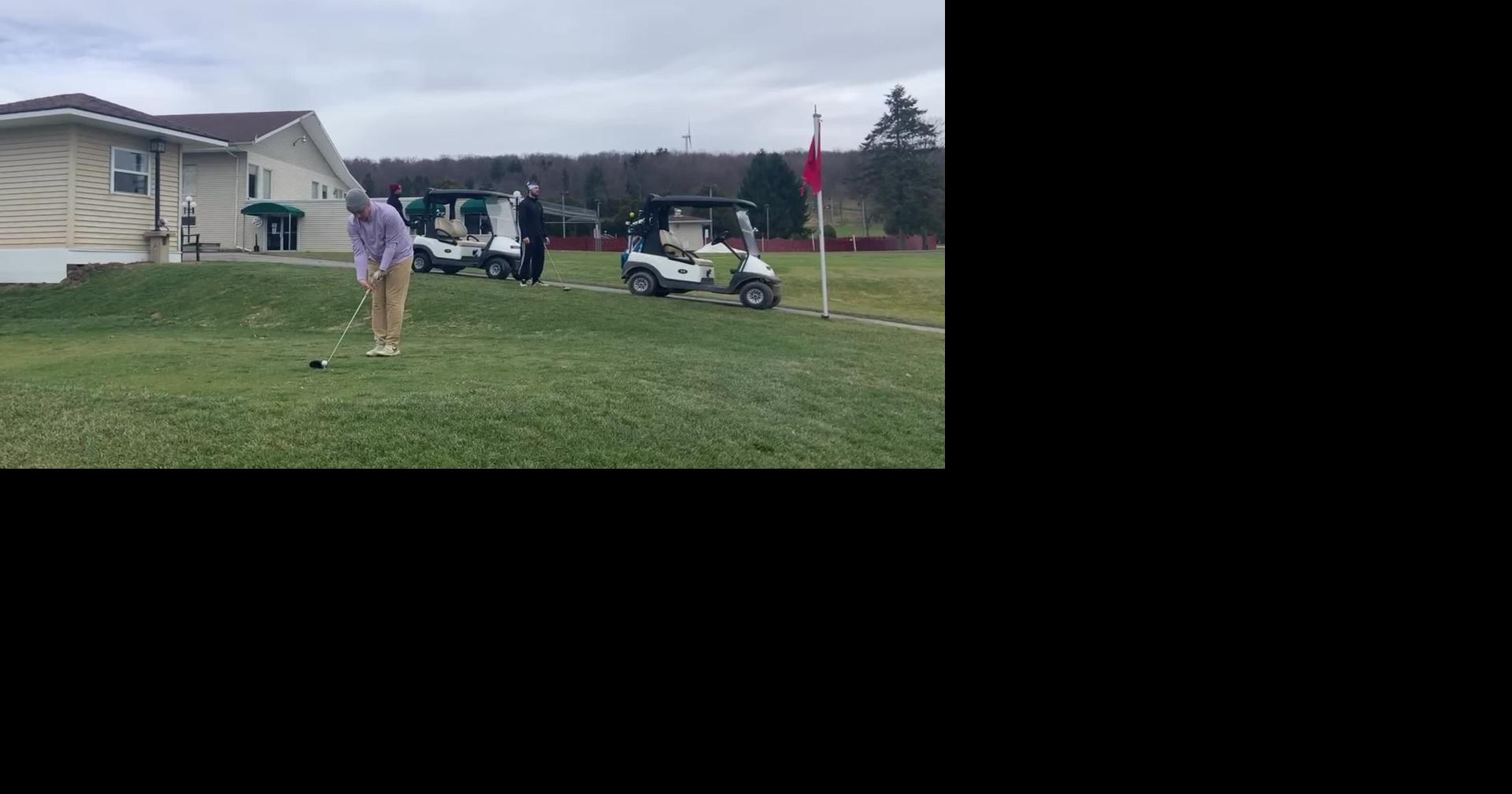 Golfer drives the ball at Byrncliff Golf Course