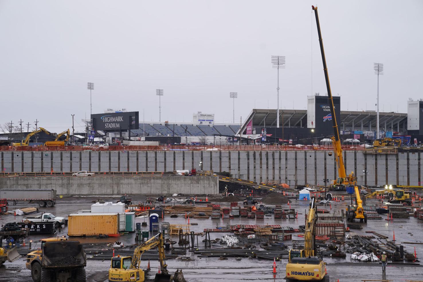 Photos: First steel rises at Bills stadium site
