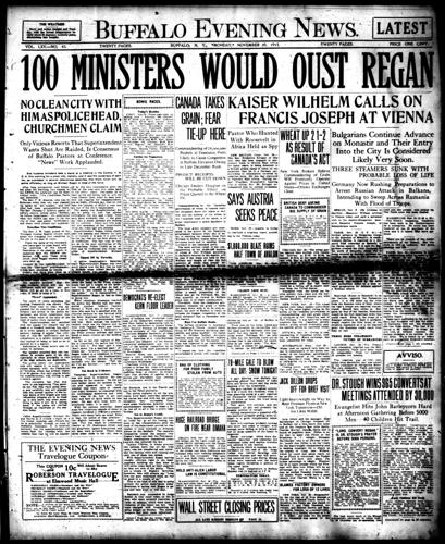 Front page Nov. 29, 1915: 'Canada takes grain; fear tie-up here'