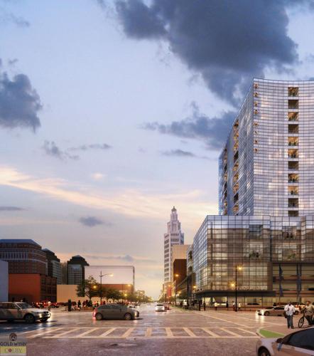 Gold Wynn glass tower-Mohawk Ramp