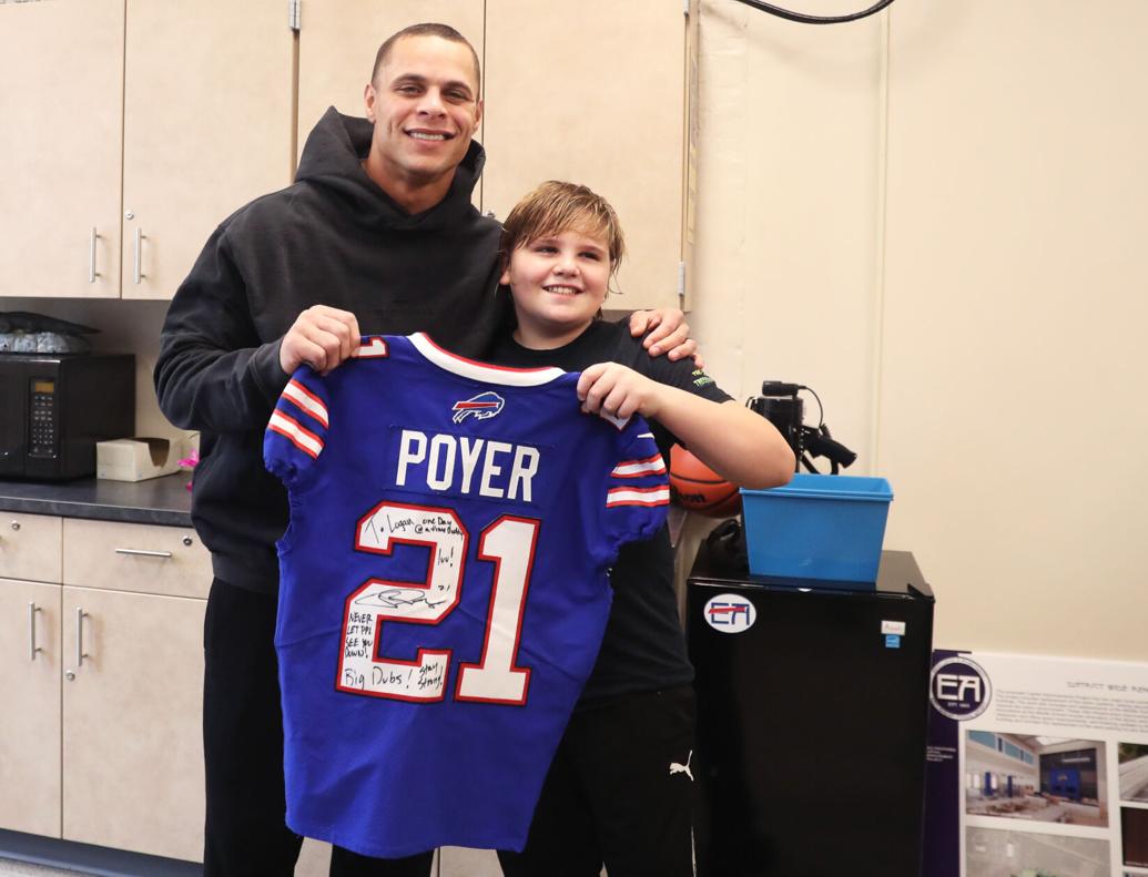 Jordan Poyer surprise at East Aurora Middle School