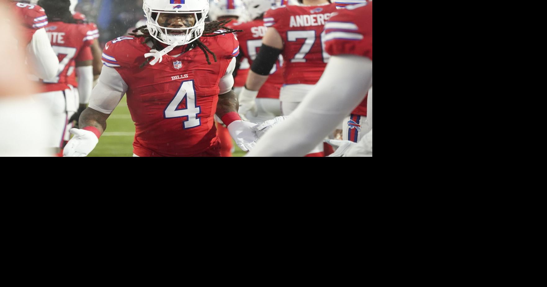 A rushing title is within reach for Bills' James Cook.