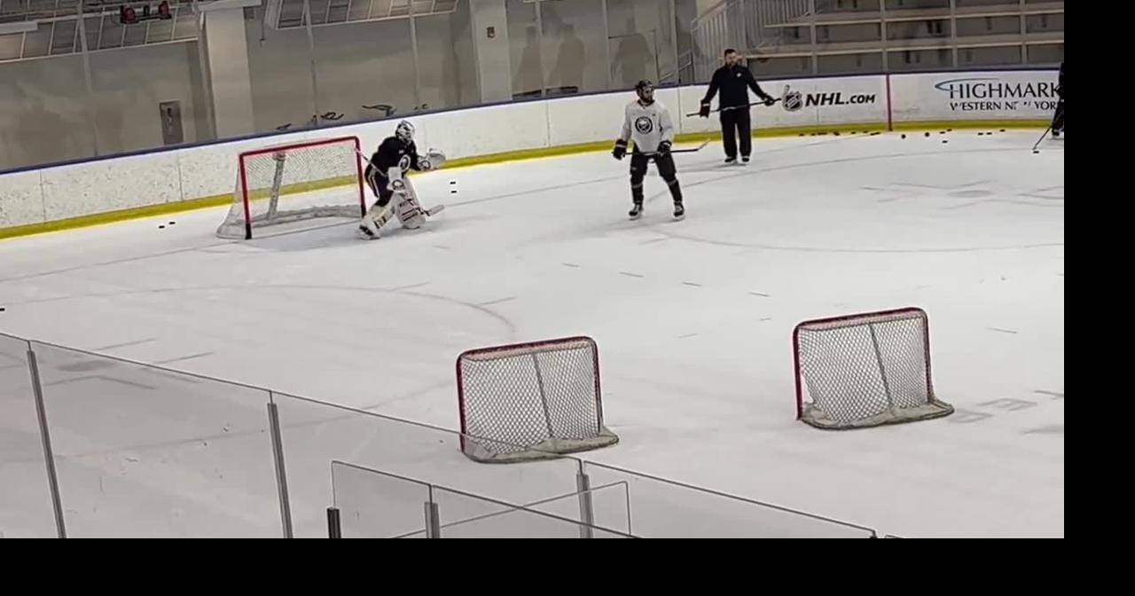 Devon Levi gets to work after Sabres practice