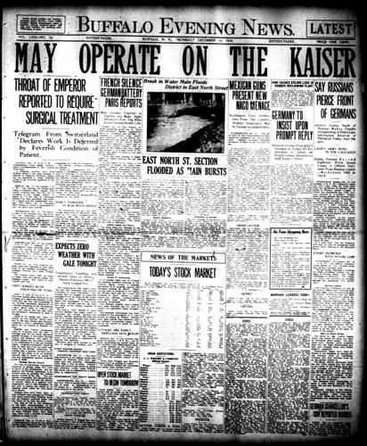 Front page Dec. 14, 1914: 'East North St. section flooded as main bursts'