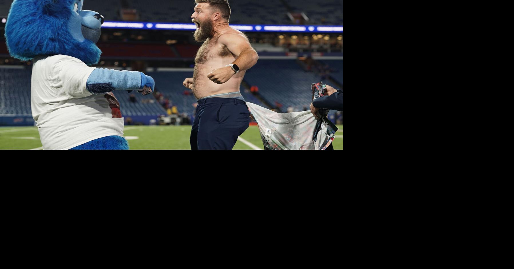 Shirtless Ryan Fitzpatrick chest-bumps Billy Buffalo to delight of ...