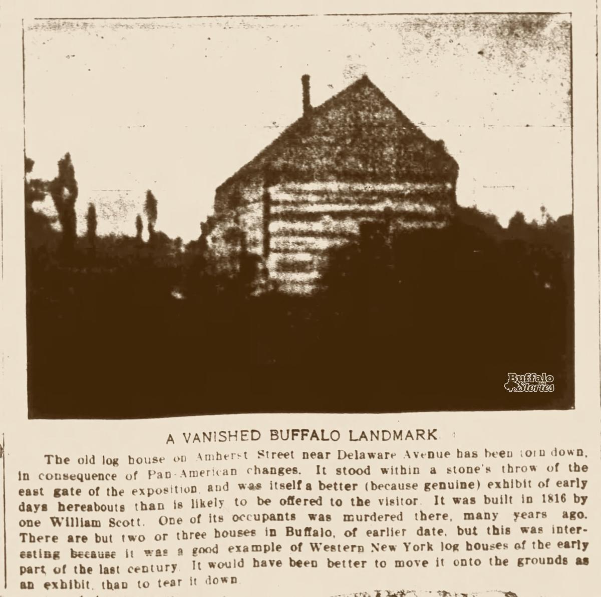 [BN] Chronicles: The log cabin at Delaware and Amherst, 1900