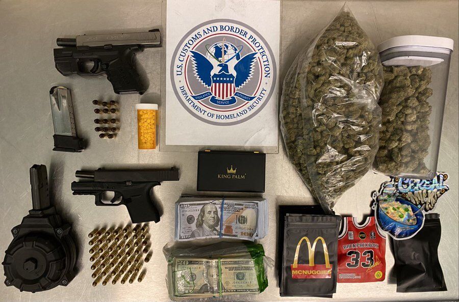 Cash, drugs and 2 firearms seized by U.S. Customs officers at the Peace ...
