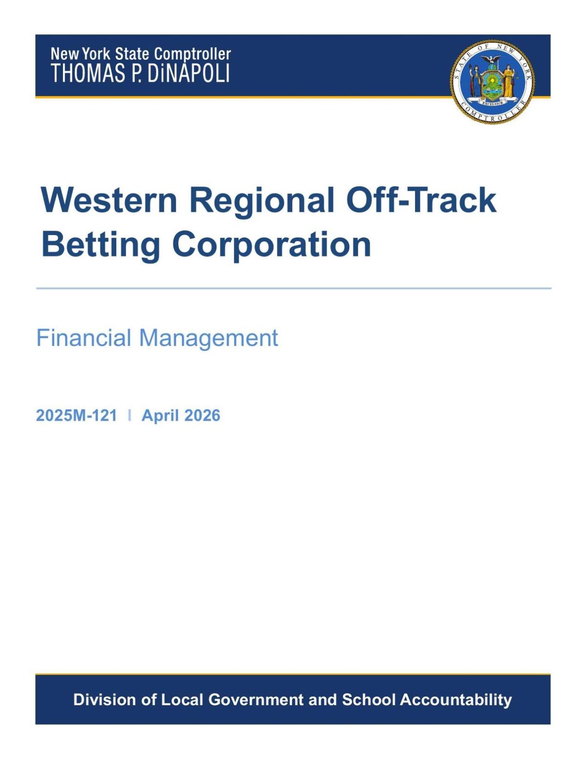 Audit criticizes financial oversight at Western Regional OTB