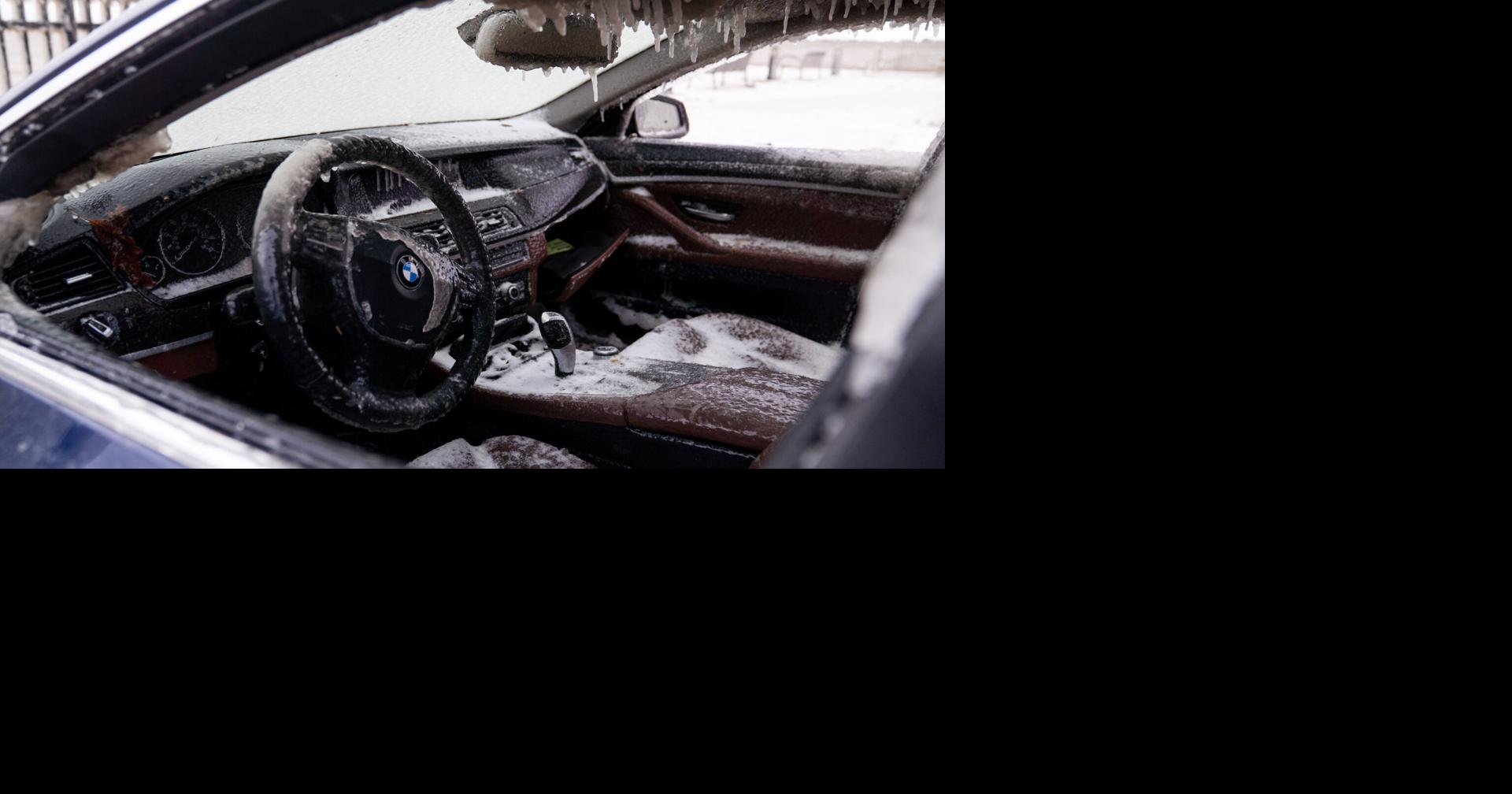 BMW covered in ice after being left along Lake Erie shoreline