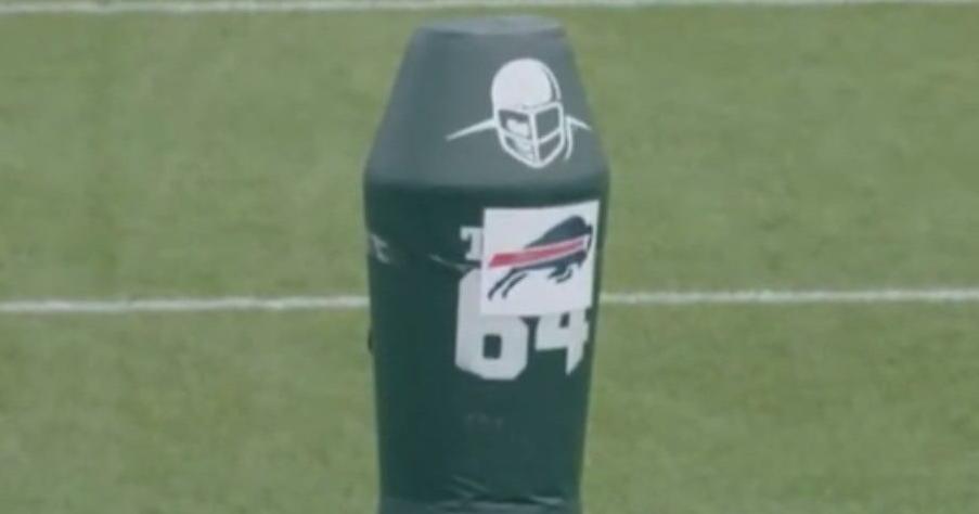 Hmm, New York Jets add Buffalo Bills logo to tackling dummy
