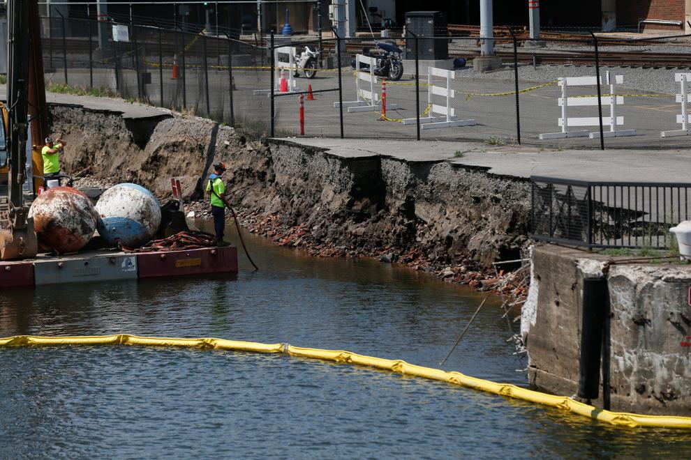 Shoreline on east end of DL&W Terminal collapsed over weekend