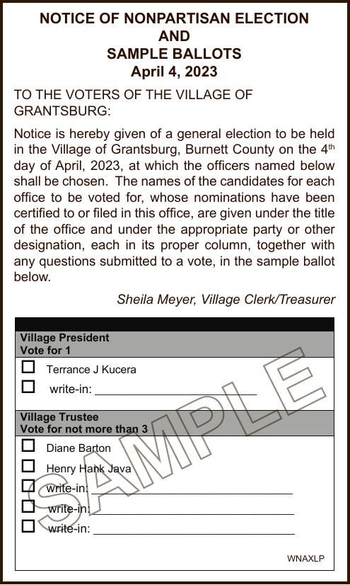 NOTICE OF NONPARTISAN ELECTION AND NOTICE OF NONPARTISAN ELECT SAMPLE ...