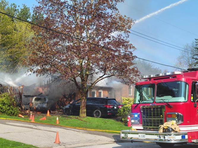 Massive fire at Caledon East home after vehicle collision