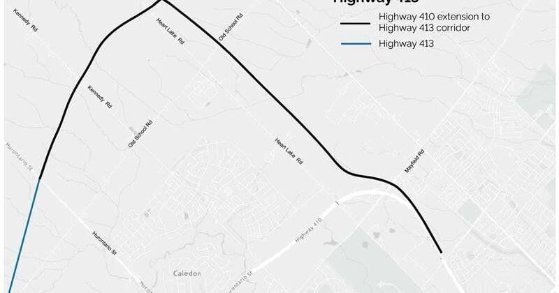 Province announces Hwy 410 extension in Caledon, Brampton