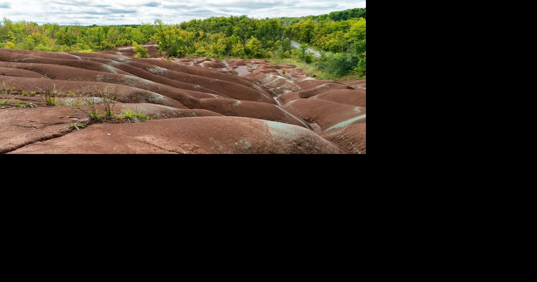Cheltenham Badlands site is known for its red soil