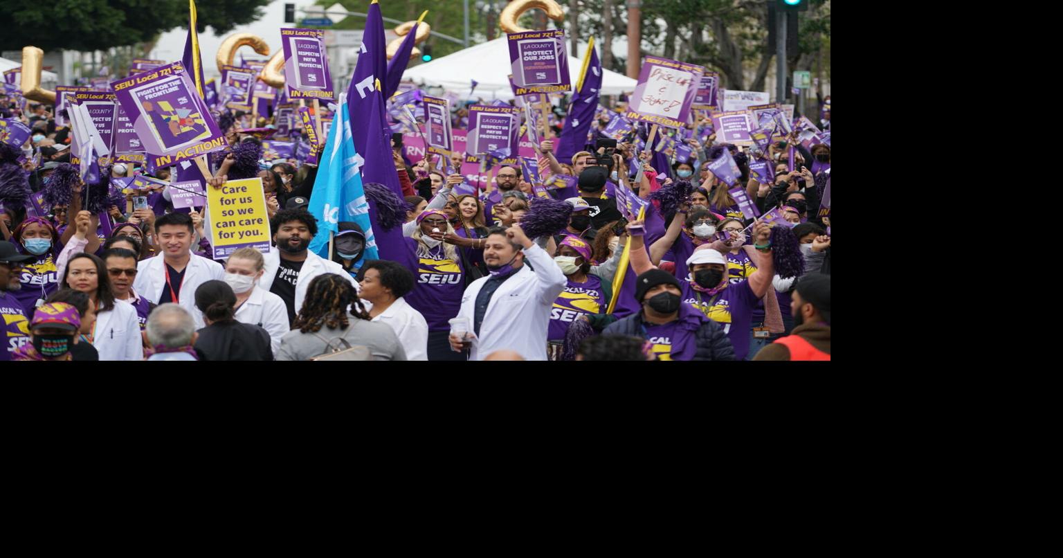 Unionized LA County employees rally ahead of contract talks | Los ...