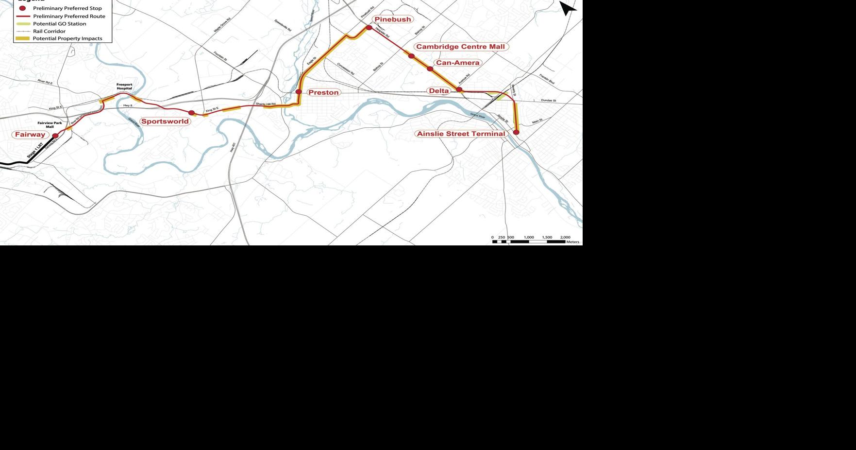 Preliminary preferred route for light rail transit into Cambridge unveiled