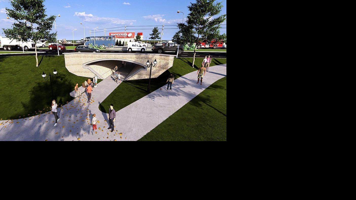 Raised roundabout preferred design at Cambridge intersection